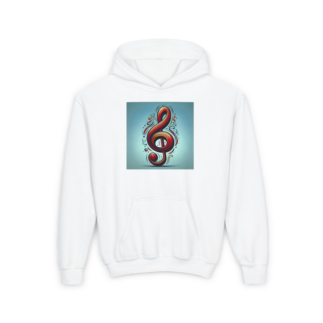 Treble Clef Youth Hoodie, Music Notes Jumper, Musical Gift, Music Lover ...