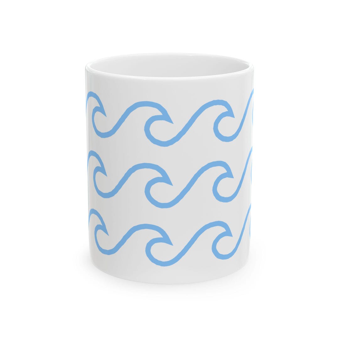 Ocean Waves Ceramic Mug, Blue Sea Coffee Cup, Beach Lover Gift, Coastal ...