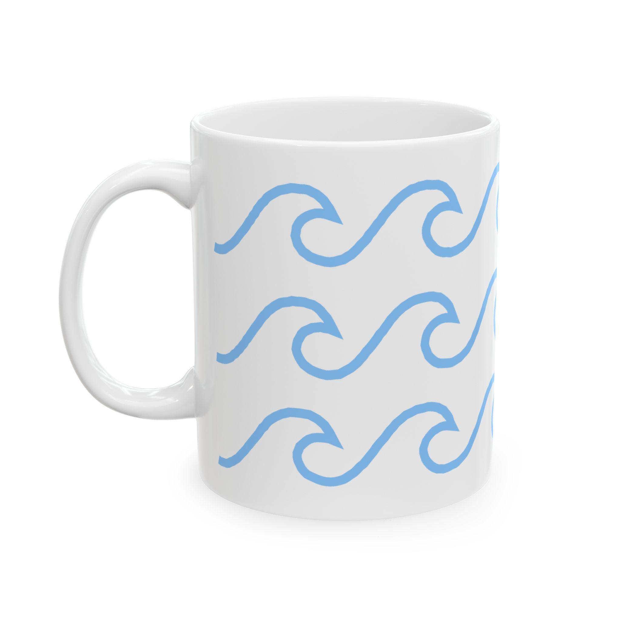 Ocean Waves Ceramic Mug, Blue Sea Coffee Cup, Beach Lover Gift, Coastal ...