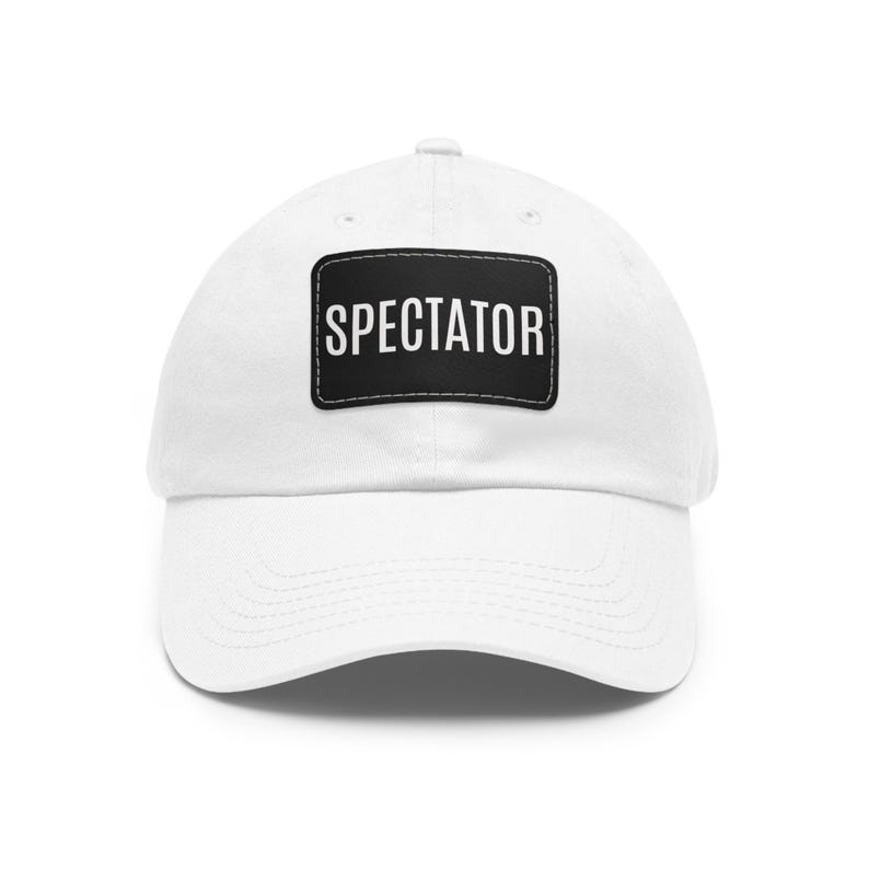 Embroidered Dad Hat, Spectator Design, Baseball Cap, Leather Patch, Men ...
