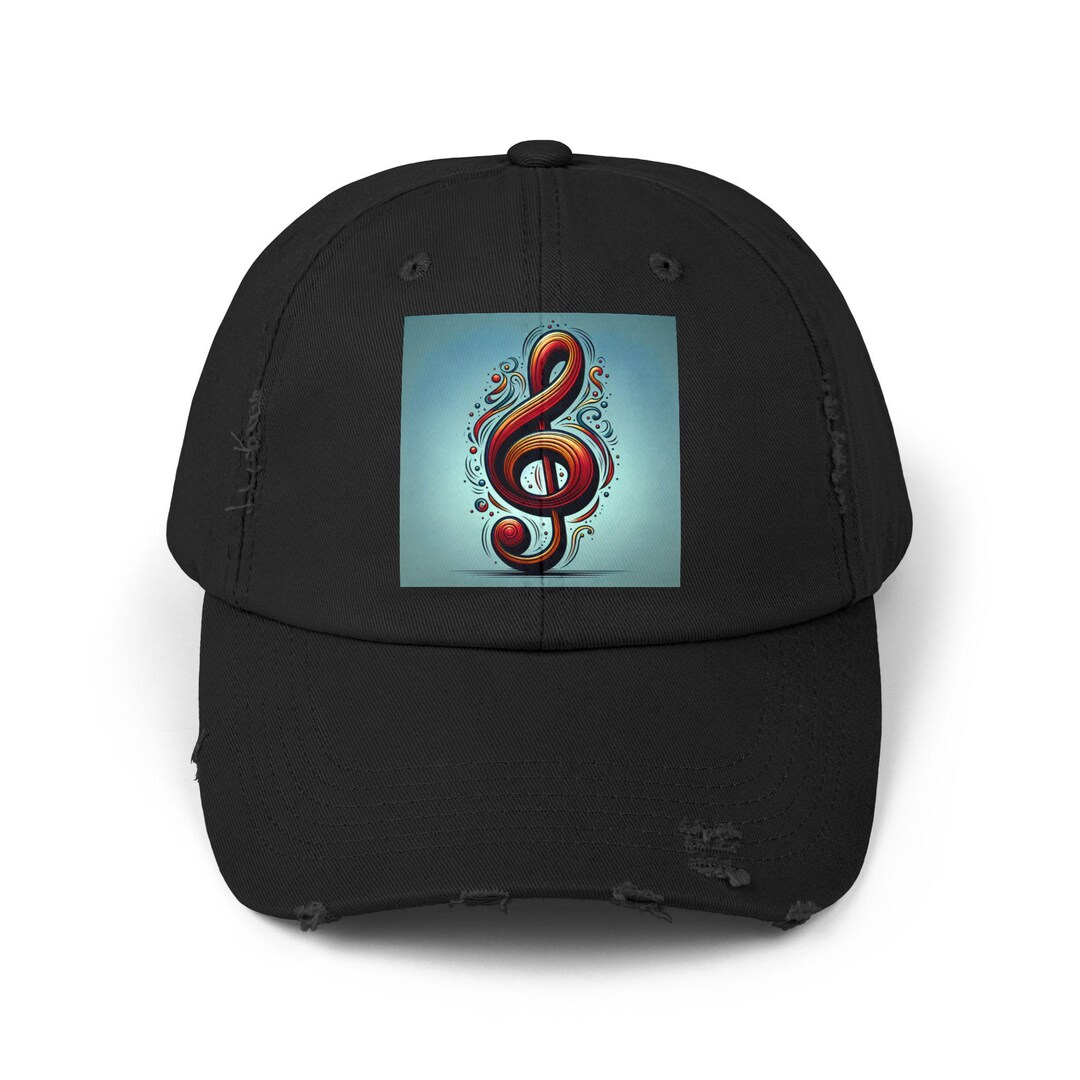 Treble Clef Distressed Cap: Vintage Music Lover Hat - Etsy