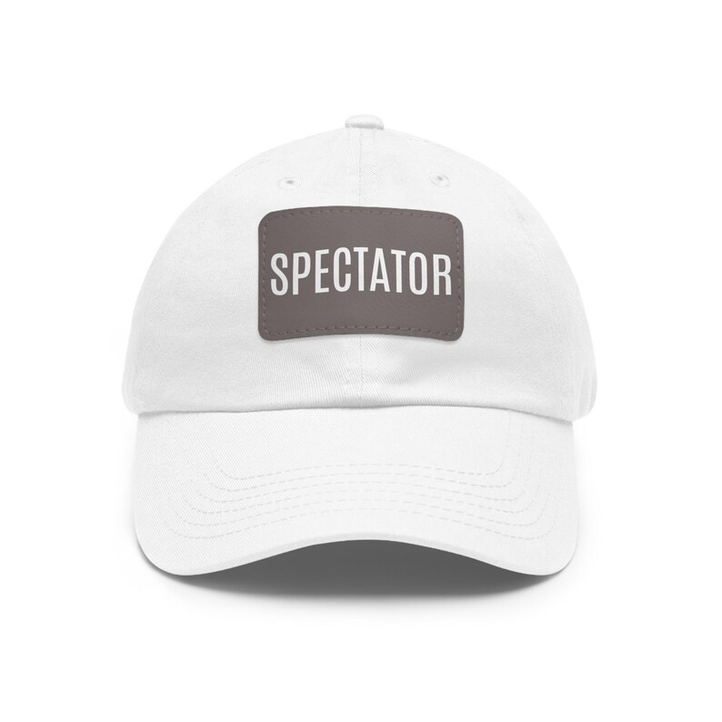 Embroidered Dad Hat, Spectator Design, Baseball Cap, Leather Patch, Men ...