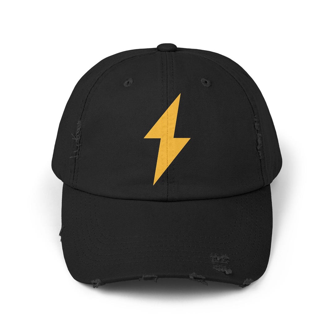 Distressed Lightning Bolt Cap: Unisex Embroidered Dad Hat - Etsy