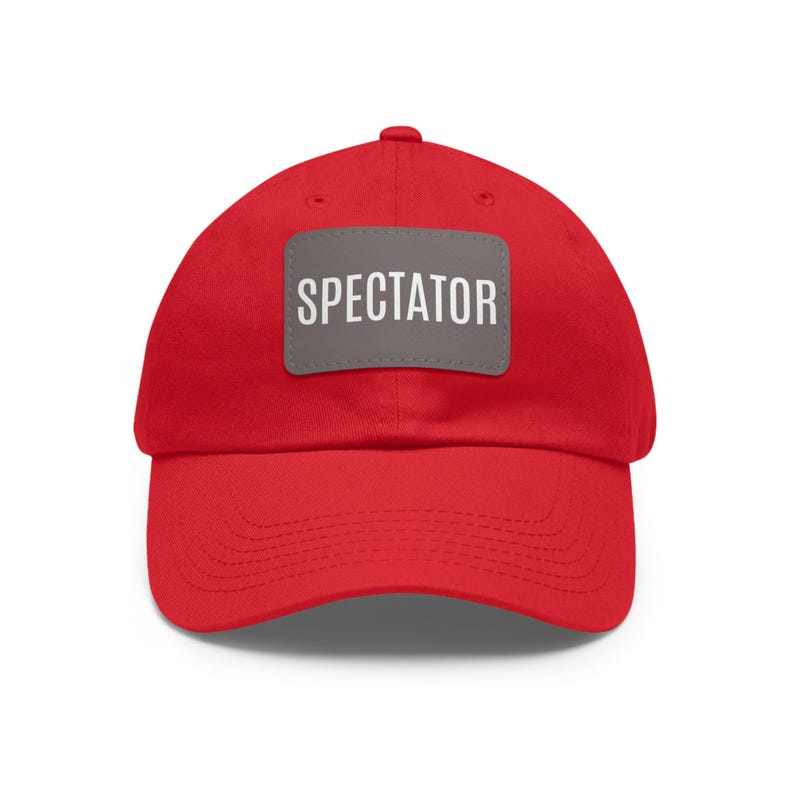 Embroidered Dad Hat, Spectator Design, Baseball Cap, Leather Patch, Men ...