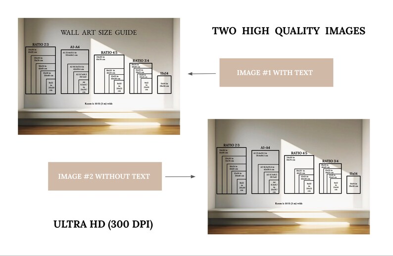 Wall Art Size Guide Frame Size Guide Print Size Guide Digital Print ...