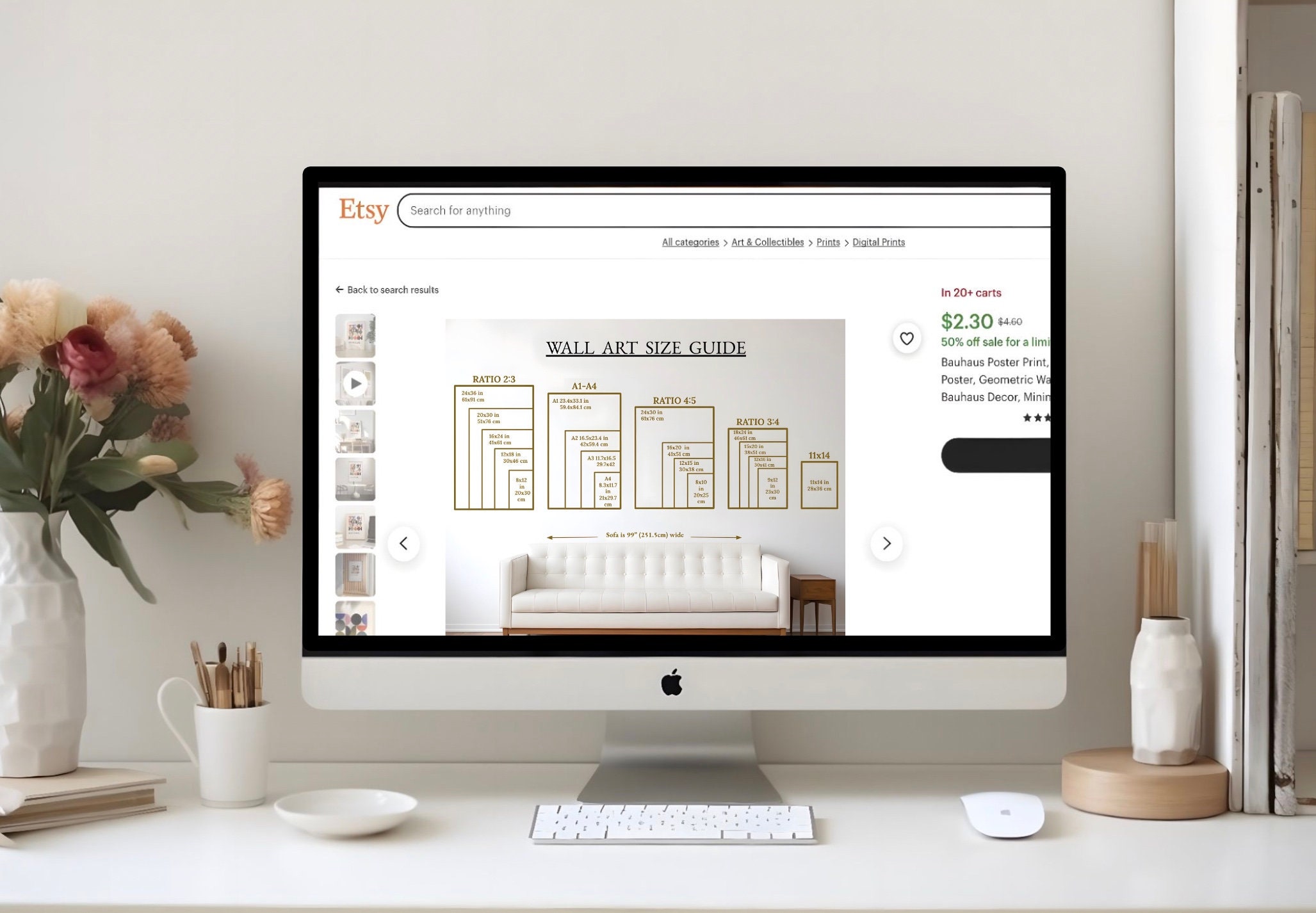 Wall Art Size Guide Bundle 4 Frame Size Guide Print Size Guide Digital ...