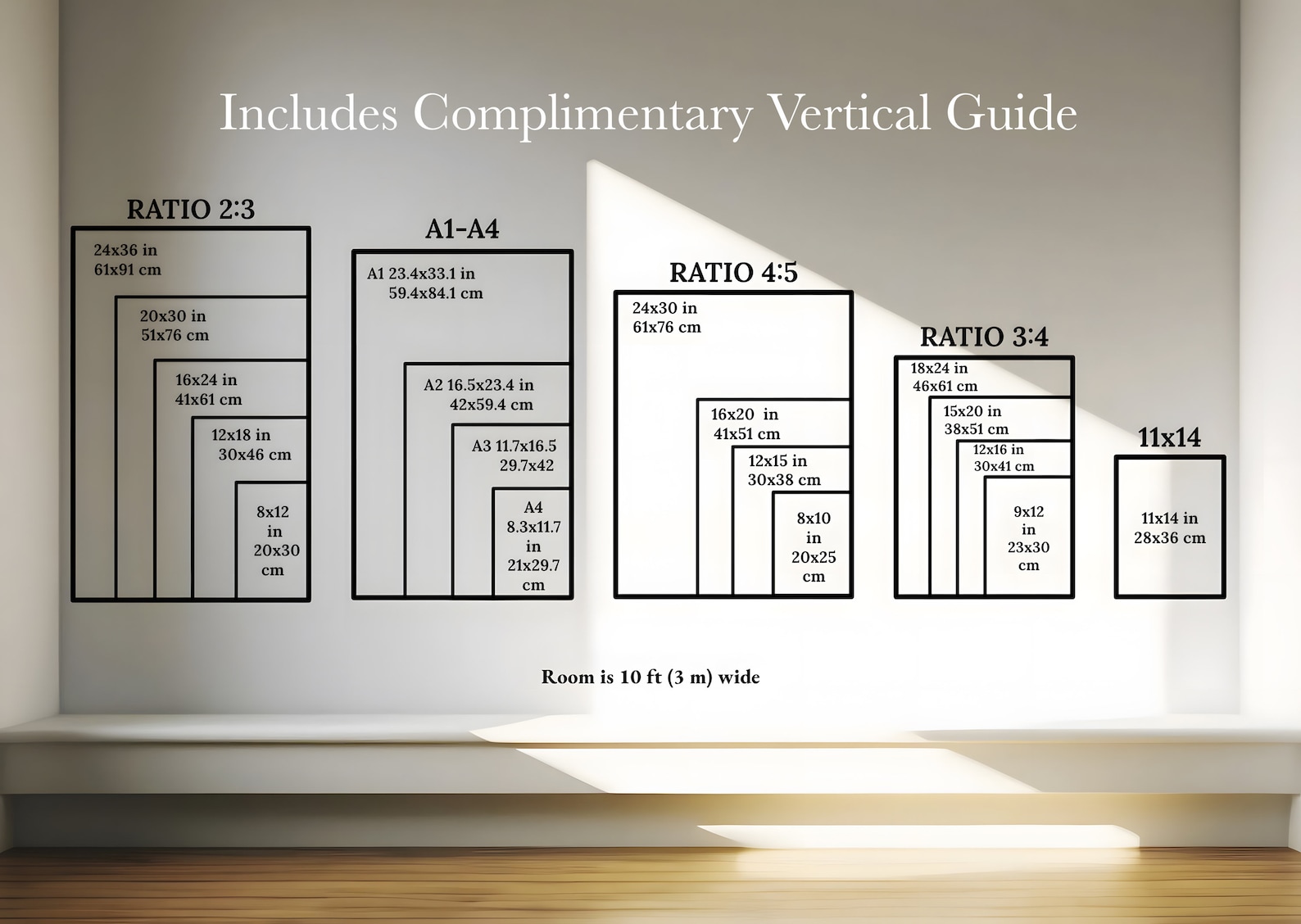 Square Wall Art Size Guide Frame Size Guide Print Size Guide Digital ...