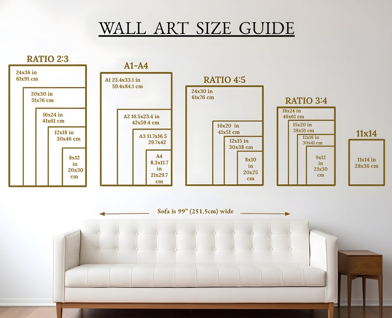 Wall Art Size Guide Frame Size Guide Print Size Guide Digital Print ...