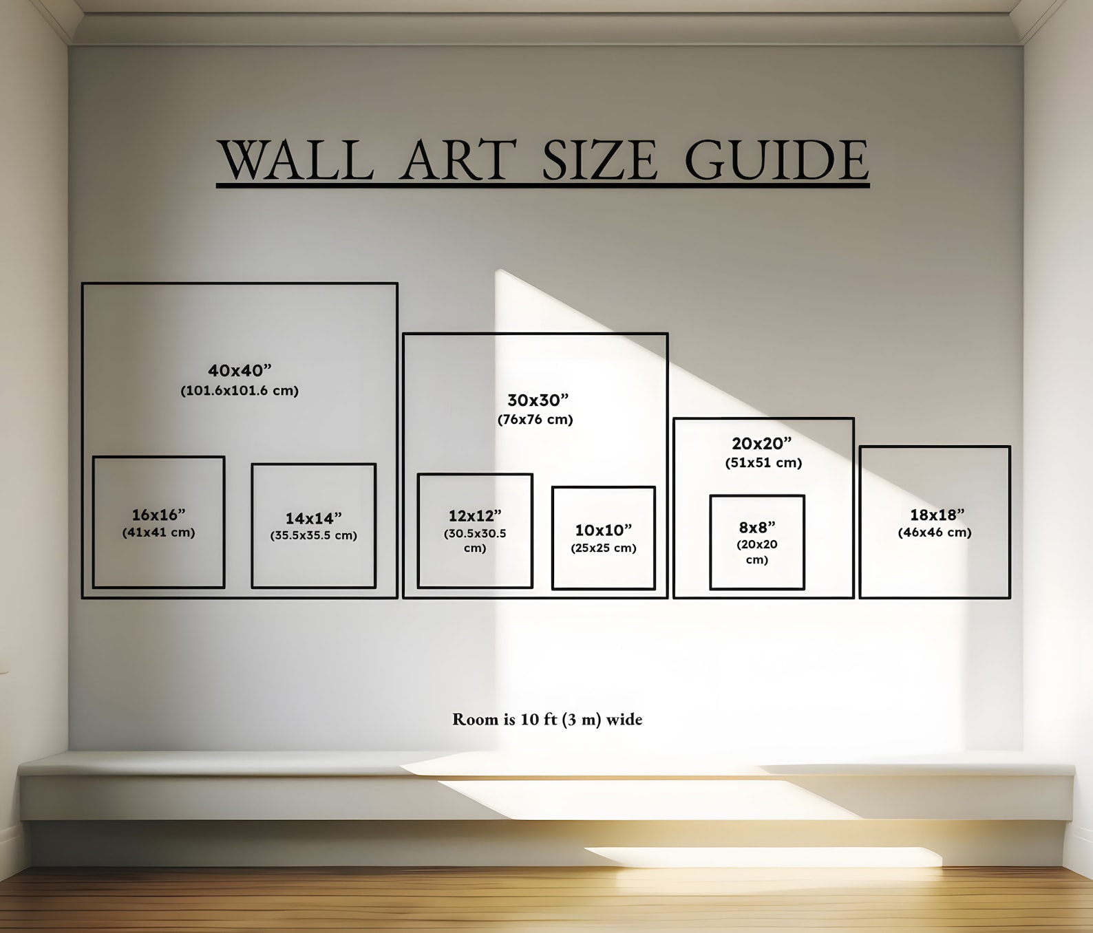 Square Wall Art Size Guide Frame Size Guide Print Size Guide Digital Print Size Guide Wall Art ...