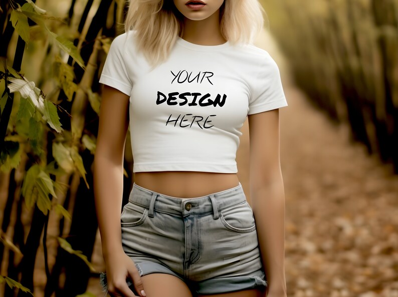 Next Level Apparel Ladies' Ideal Crop T-shirt Mockup Autumn Crop Top ...