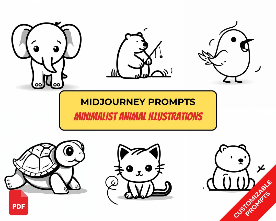 Midjourney Minimalist Animal Illustrations Custom Ai-generated ...