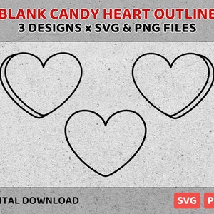 Blank Candy Heart Outline SVG Files, Candy Hearts Svg, Candy Heart Png ...