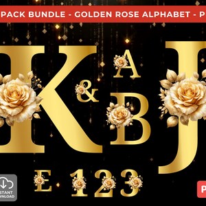 Luxurious Gold Split Monogram SVG/PNG/EPS Bundle, Alphabet Clipart ...