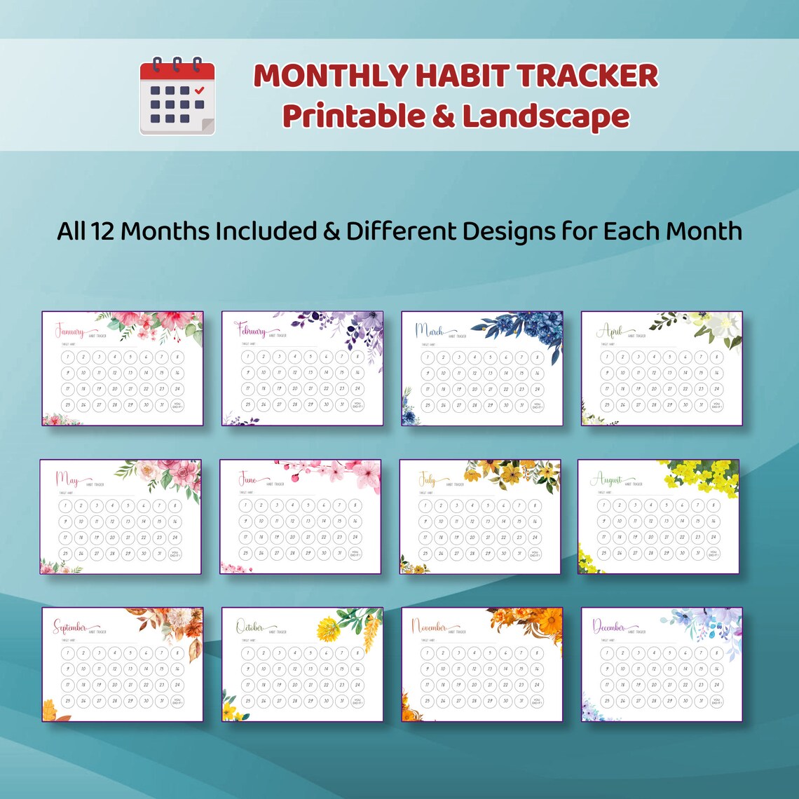 Digital Habit Tracker Template Flexible Monthly Goal & Routine ...