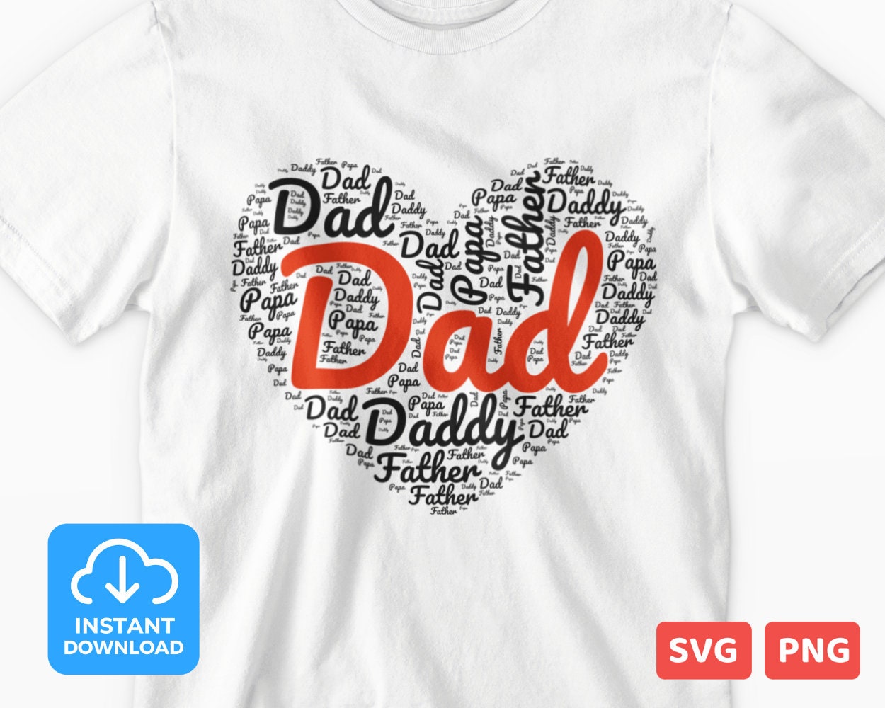 Dad Word Art Heart