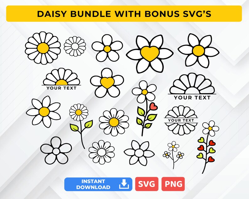 Daisy SVG Bundle Daisy Png Simple Daisy Svg Daisy Monogram Daisy Split ...