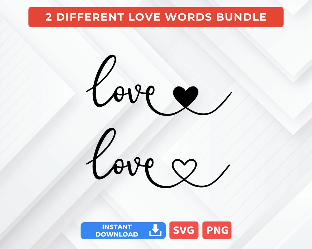 Charming Love Script SVG Bundle - Dual Design Love Words With Heart ...