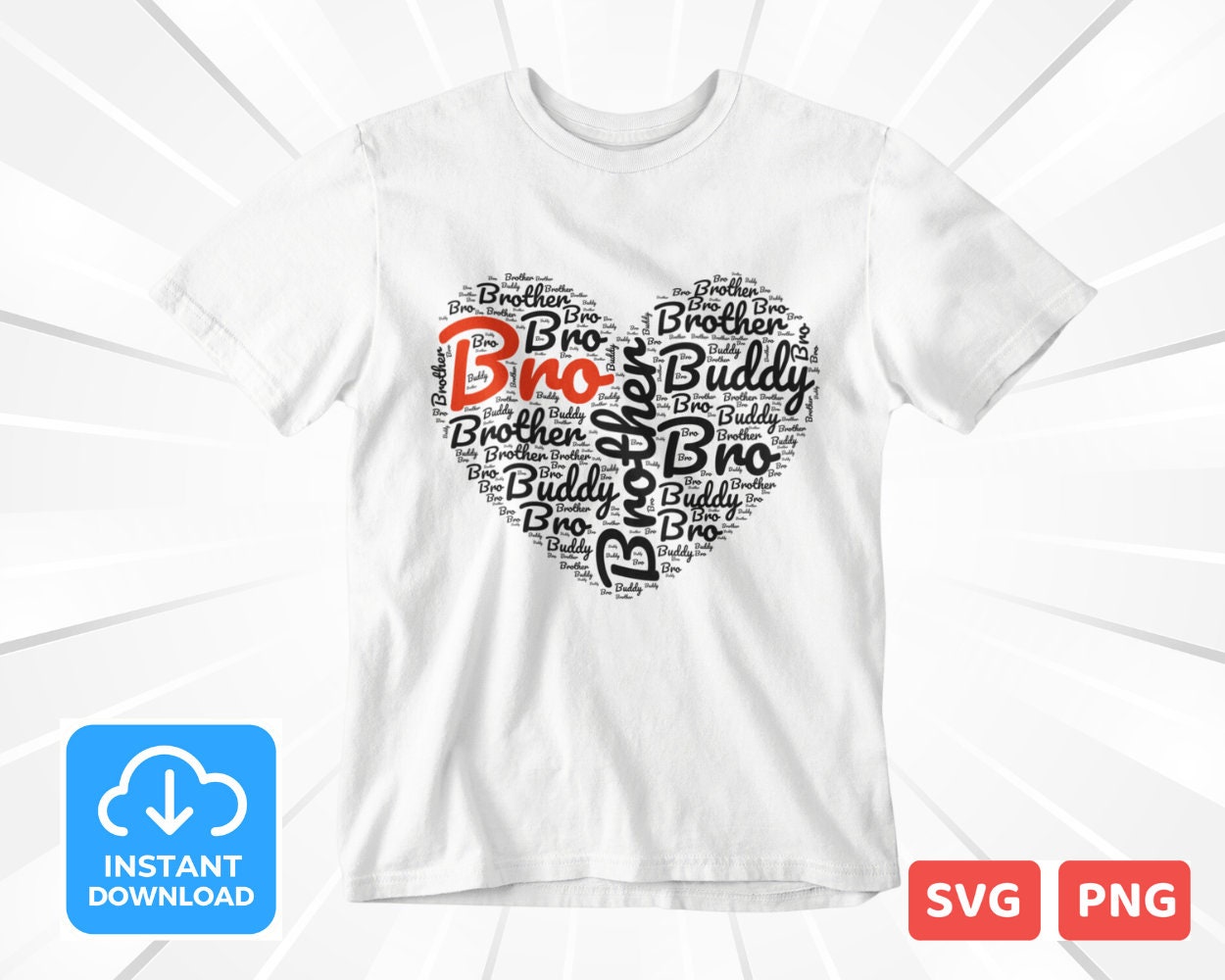 Brother, Bro, Buddy Word Cloud Art - Heart Shape - Word Cloud Heart ...