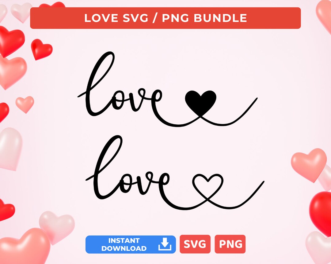 Love Script SVG Bundle – Romantic Heart Design (digital Download) - Etsy