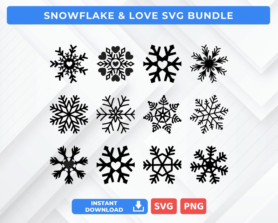 Winter Snowflake Love Bundle - SVG & PNG Cutting Files for Silhouette ...