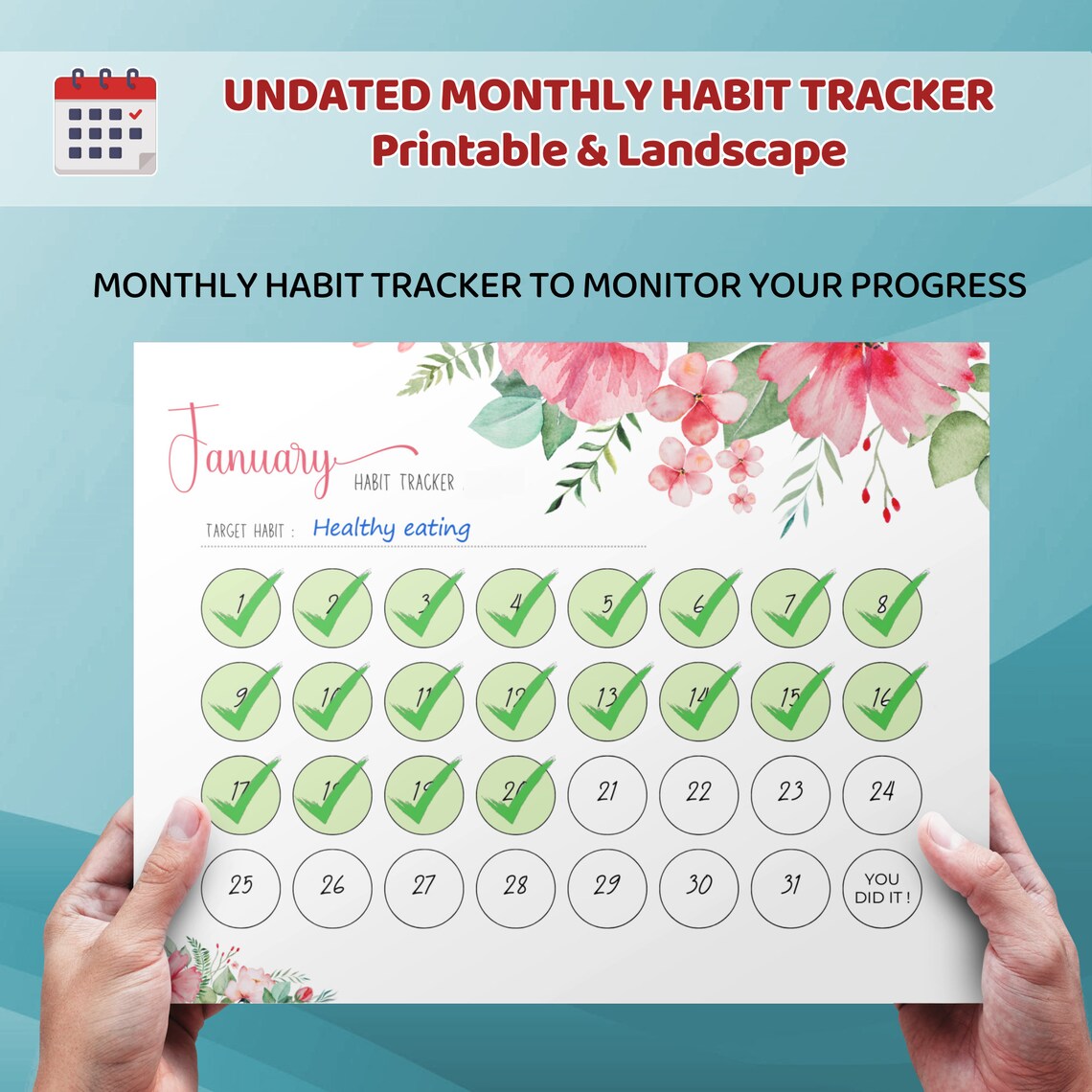 Digital Habit Tracker Template Flexible Monthly Goal & Routine ...