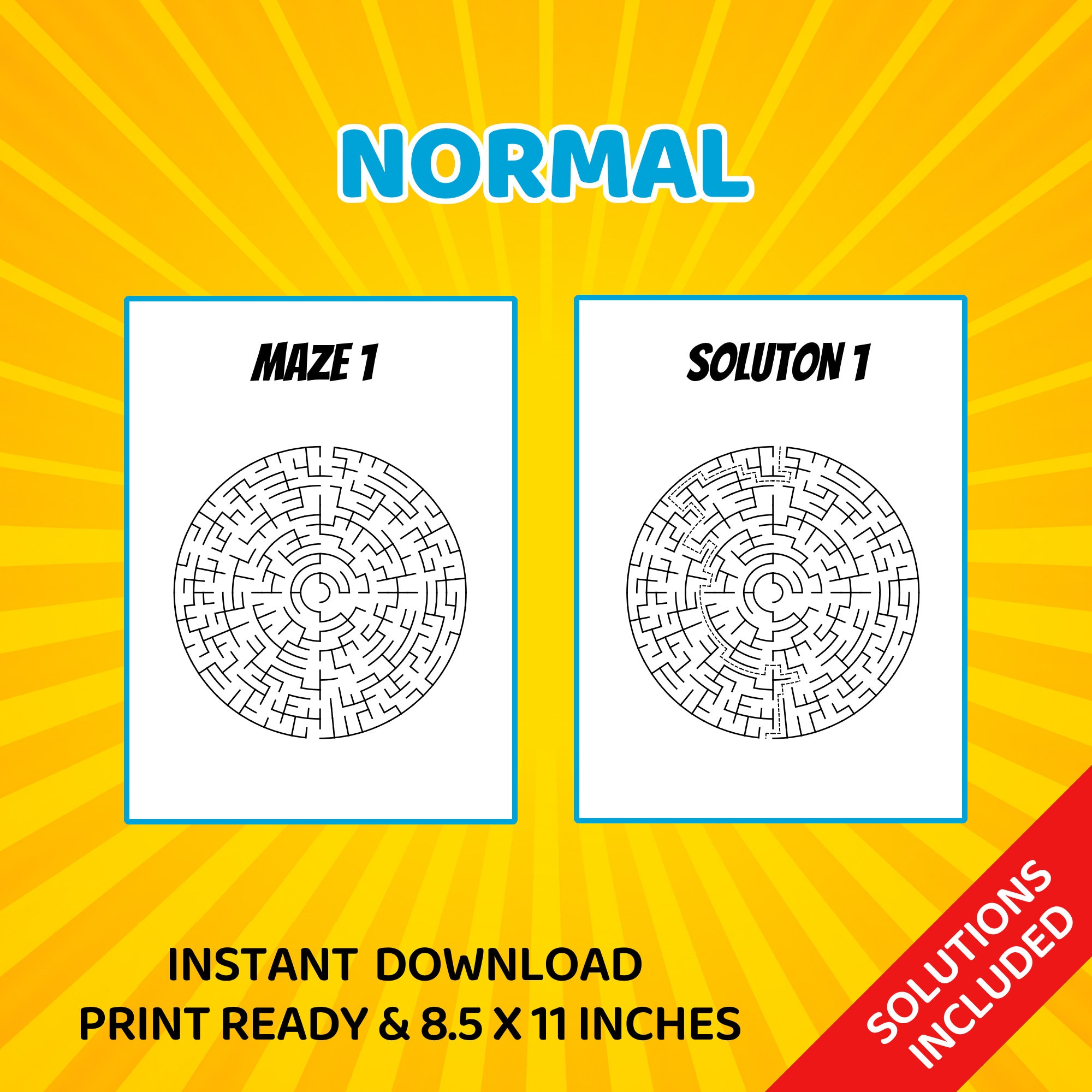 500 Printable Circular Mazes, for Kids & Adults, PDF Files, Maze Puzzle ...