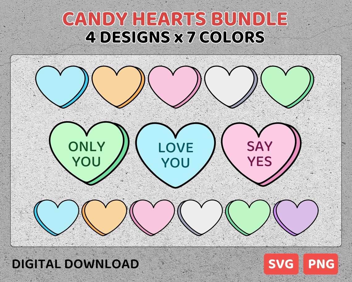 Candy Hearts Svg, Hearts Clipart Candy Hearts Png, Heart Candy Svg ...