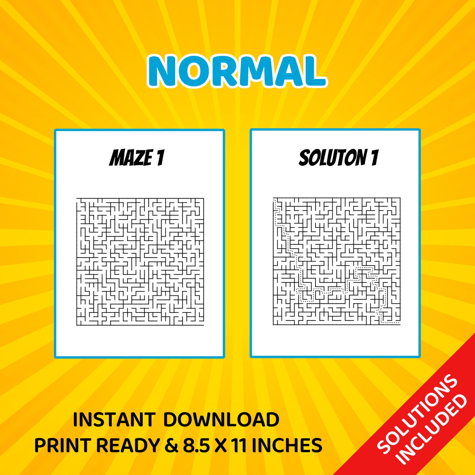 500 Printable Rectangular Mazes, for Kids & Adults, PDF Files, Maze ...