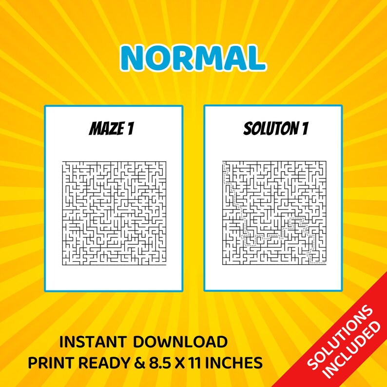 500 Printable Rectangular Mazes, for Kids & Adults, PDF Files, Maze ...