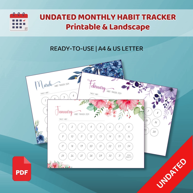 Digital Habit Tracker Template Flexible Monthly Goal & Routine ...