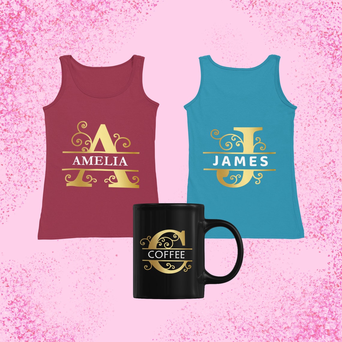 Luxurious Gold Split Monogram SVG/PNG/EPS Bundle, Alphabet Clipart ...