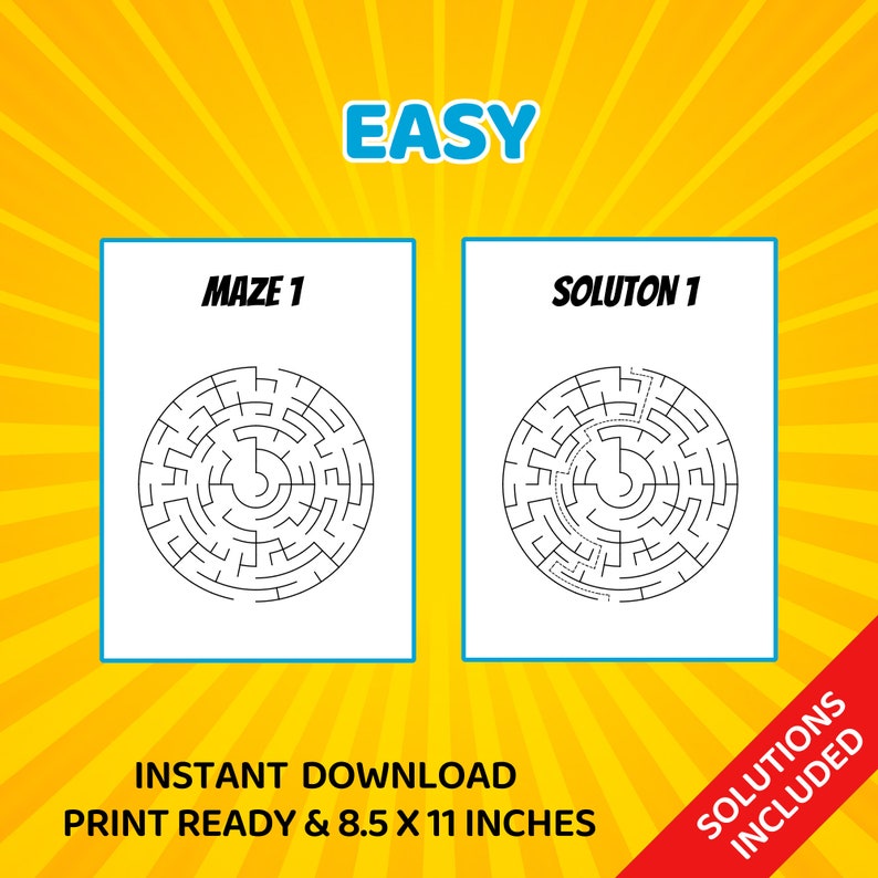 500 Printable Circular Mazes for Kids and Adults (PDF Files) - Etsy