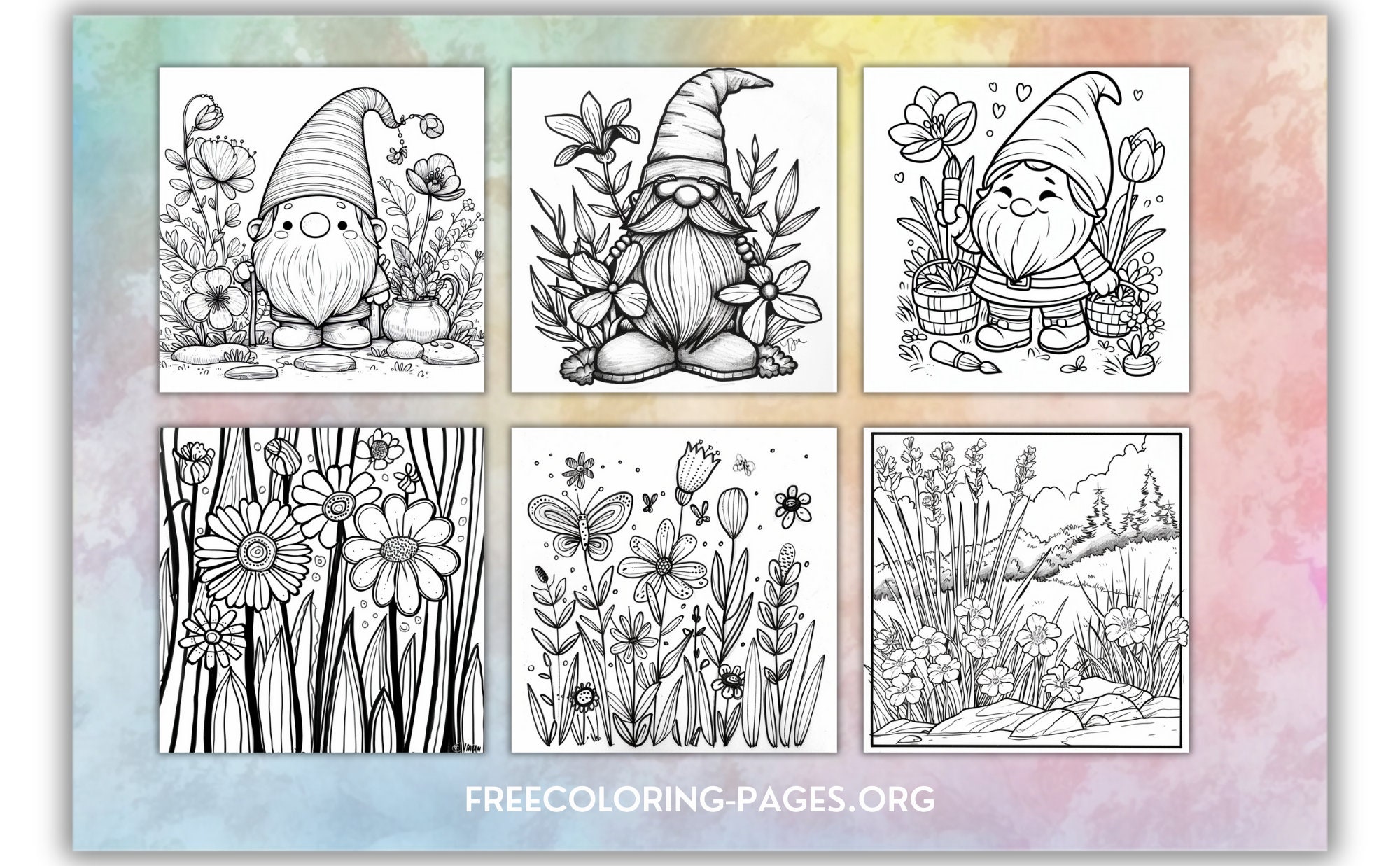 Spring Coloring Pages Bundle Printable Floral, Butterflies, Gnomes ...