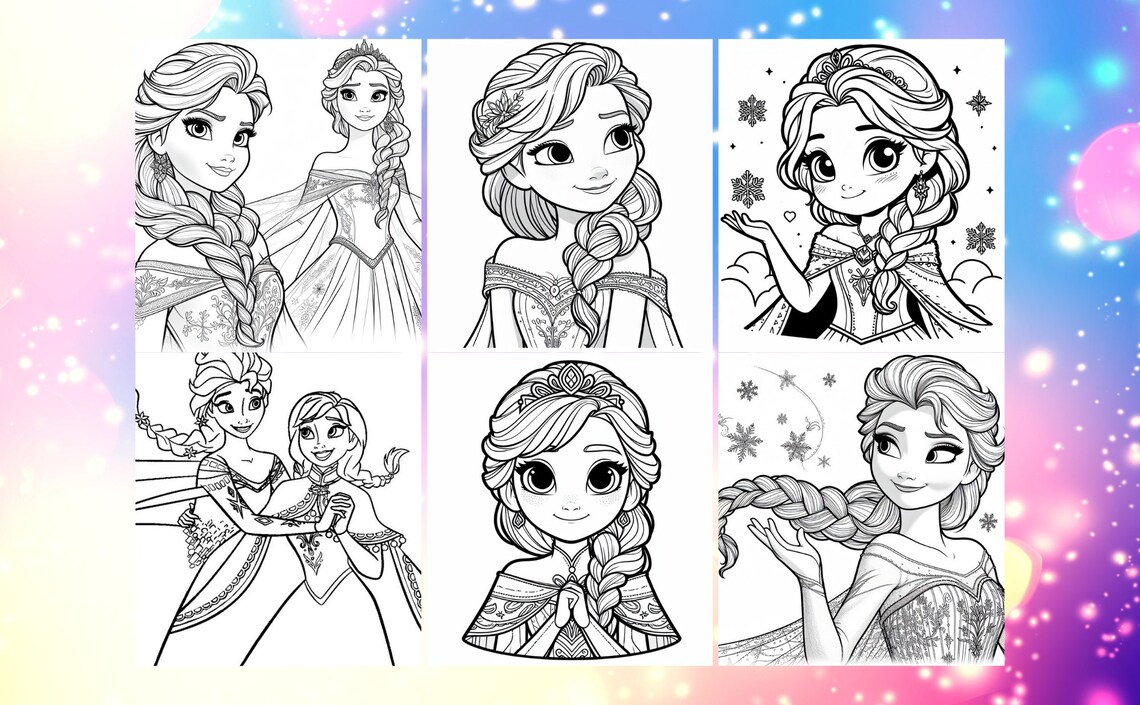 Frozen Inspired Characters Coloring Pages for Kids and Adults: Anna ...