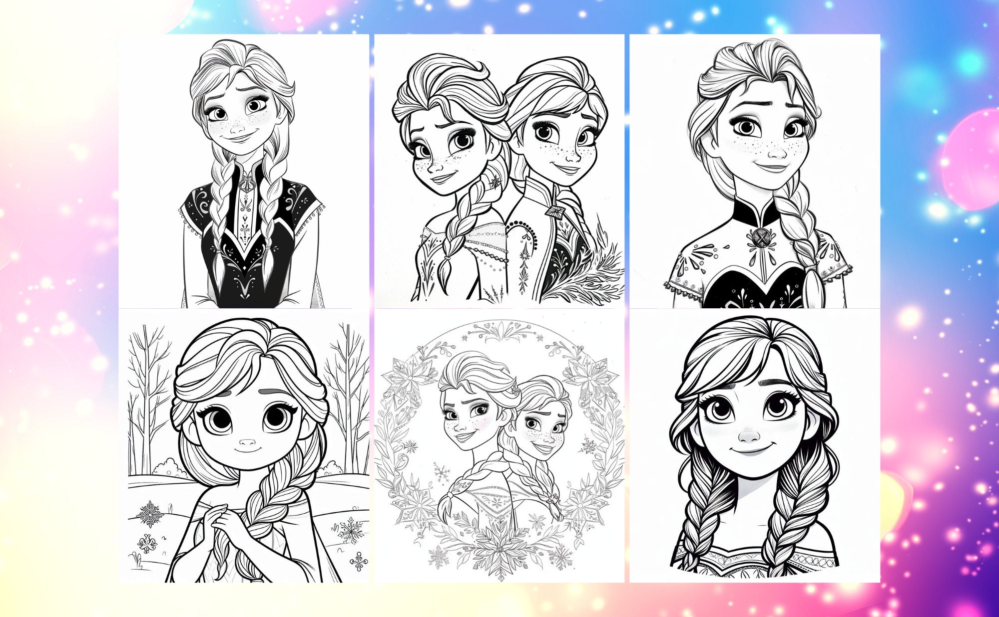 Frozen Inspired Characters Coloring Pages for Kids and Adults: Anna ...