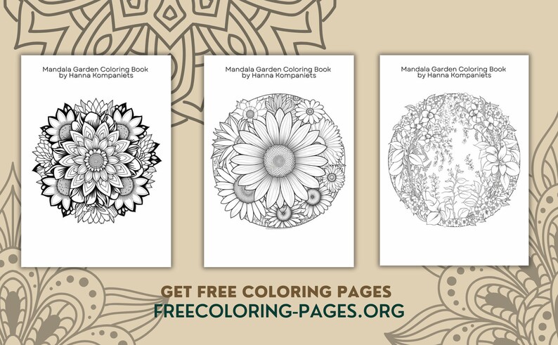 Mandala Garden Printable Coloring Book PDF 50 Unique Designs Floral ...