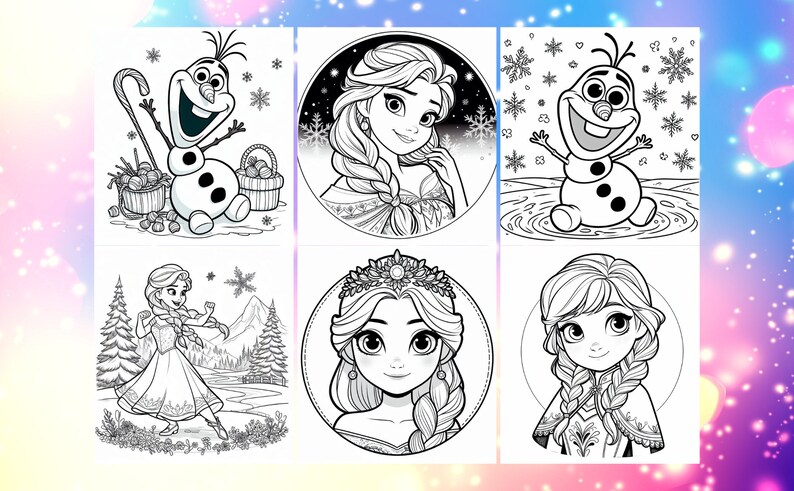 Frozen Inspired Characters Coloring Pages for Kids and Adults: Anna ...