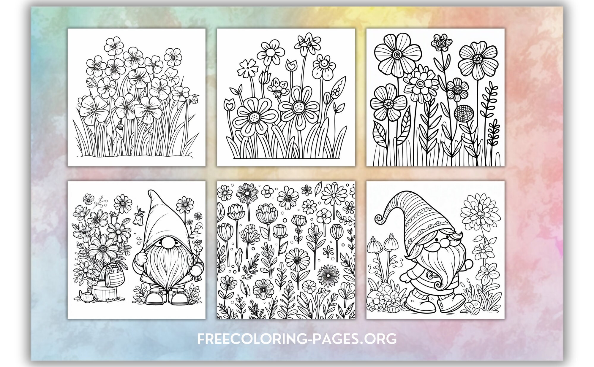 Spring Coloring Pages Bundle - Printable Floral, Butterflies, Gnomes ...