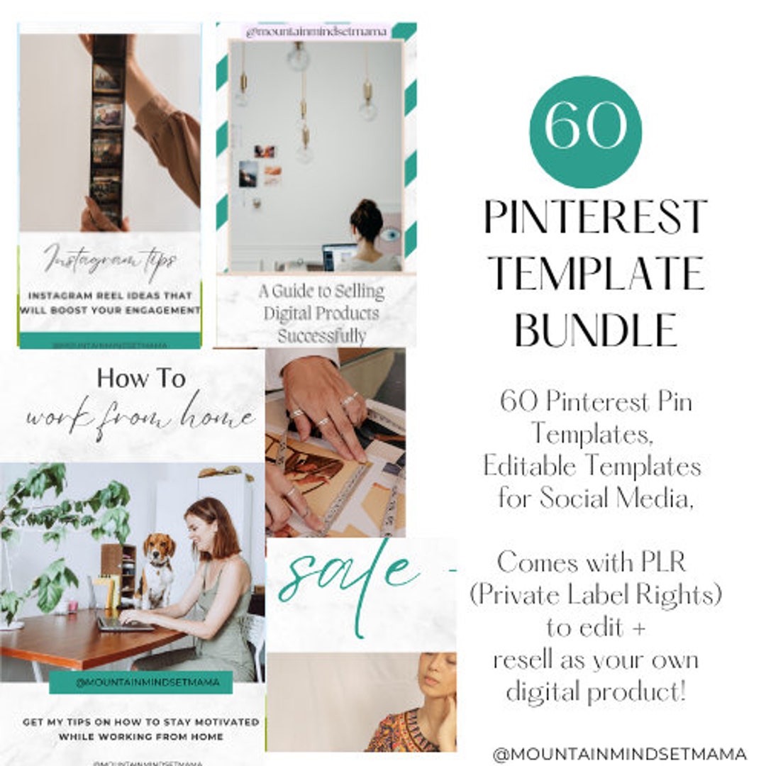 60 PLR Pinterest Pin Templates, Canva Templates, Editable Pinterest ...