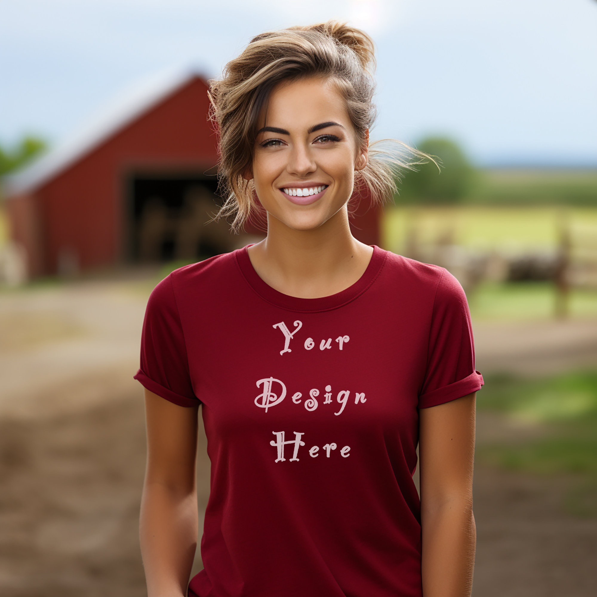 Gildan 5000 Cardinal Red T-shirt Mock up Farm POD Print on Demand Mock ...