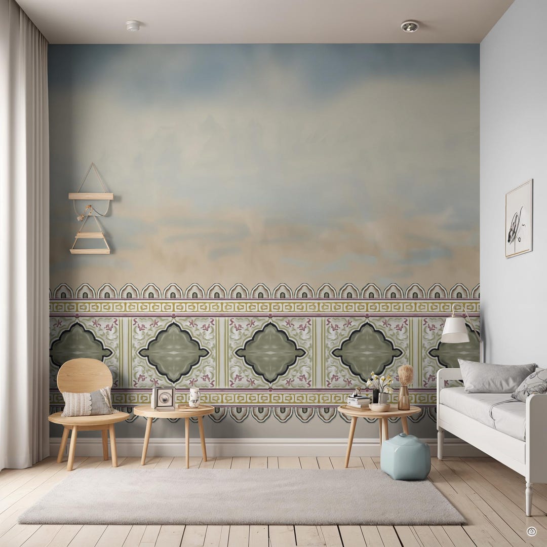 Mughal Garden Fence Indian Wallpaper Mural | Intricate Mughal Art Wall ...