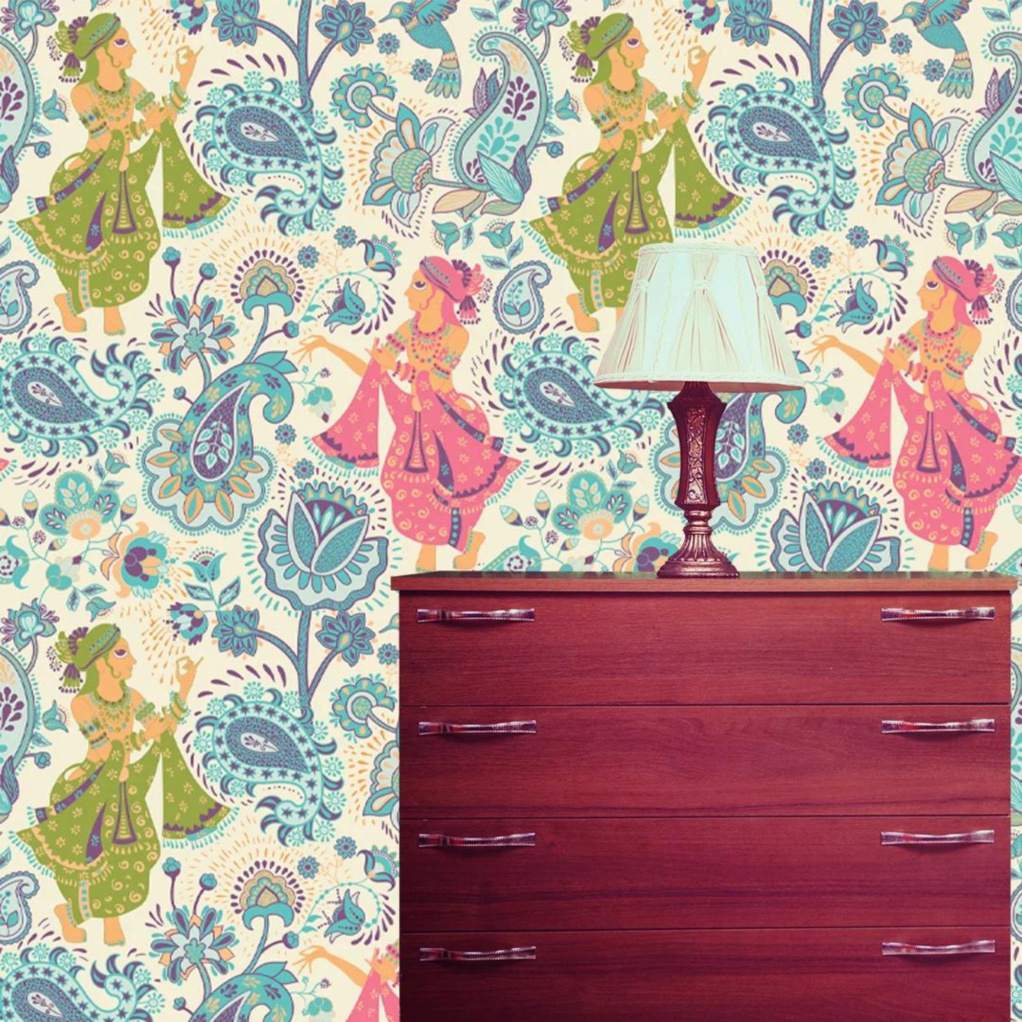 Floral Traditional Art Seamless Pattern Wallpaper - Etsy