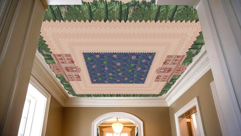 Lotus Pond Mughal Garden Ceiling Wall Mural | Indian Palace ...
