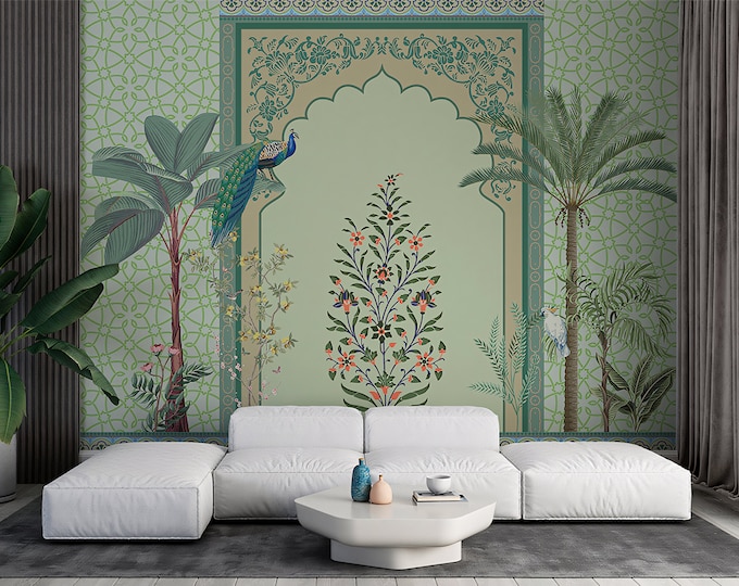 Madhuban Indian Floral Wallpaper - Jharoka Pink Design Suneherii ...