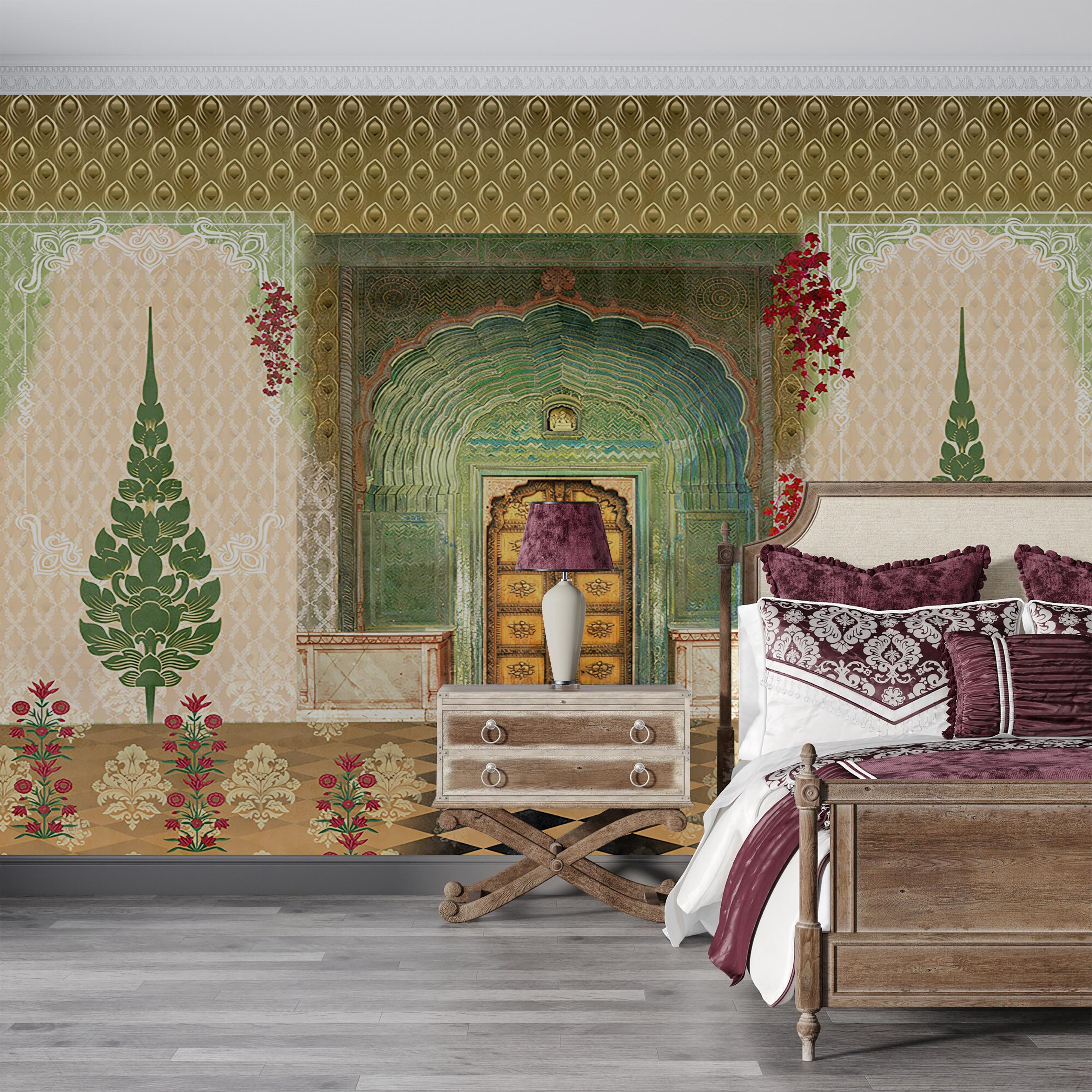 Indian Palace Jaipur Gate Wallpaper Mural – Rajasthani & Mughal Art ...