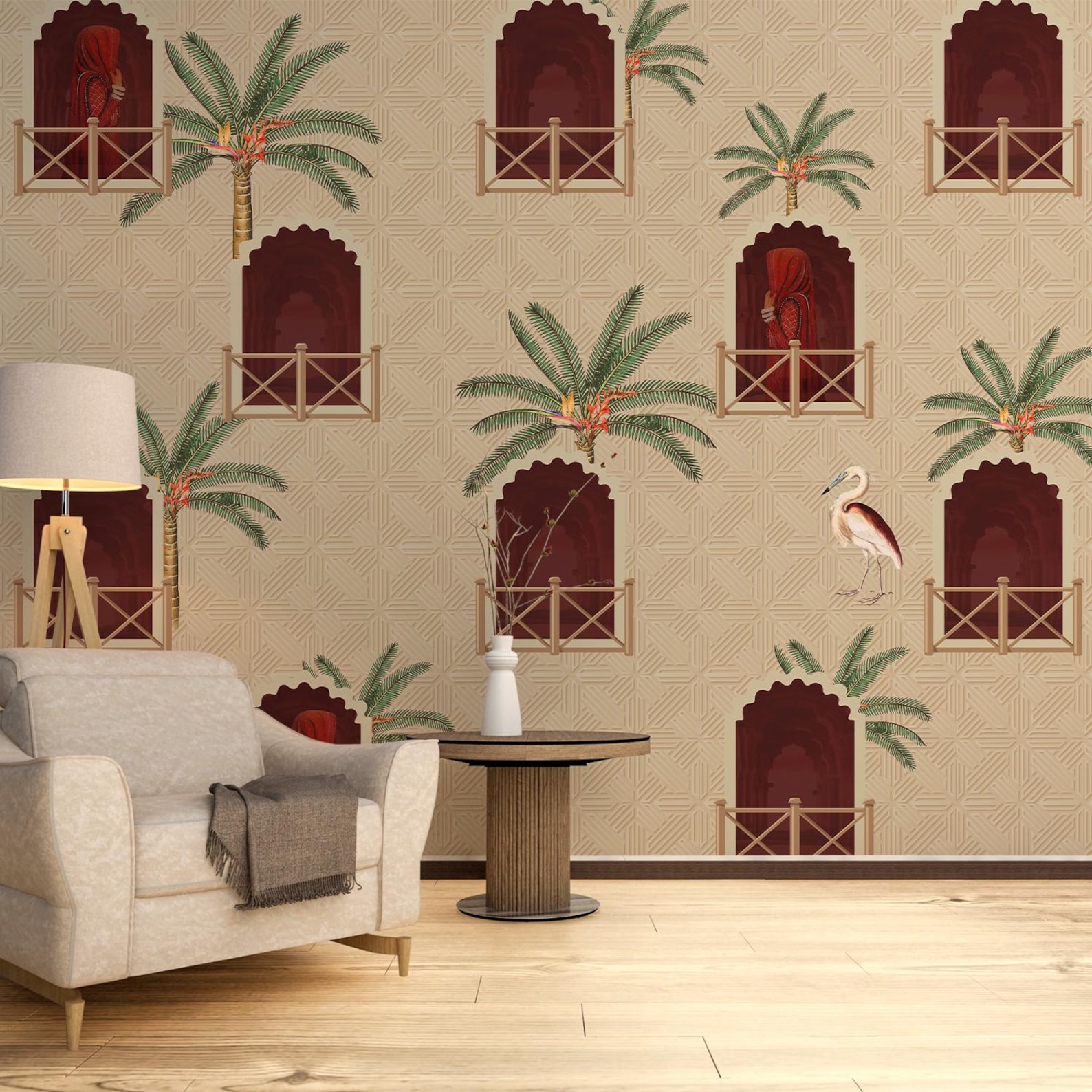 Rajasthani Cultural Heritage Wallpaper Mural | Indian Jharokha Wall ...