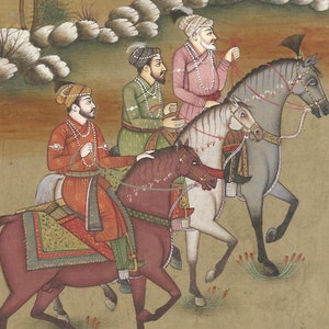 Traditional Indian Mughal Horse Riding Painting Scene Wallpaper Mural ...
