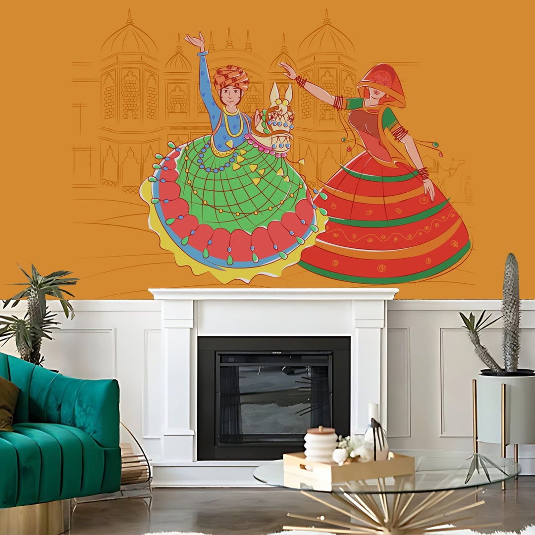 Traditional Indian Rajasthani Folk Dance Wallpaper Mural for Bedroom ...