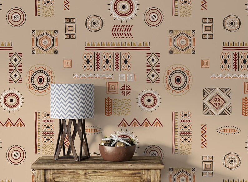 Traditional Handmade Mudcloth Tribal Wallpaper Mural With Ancient ...
