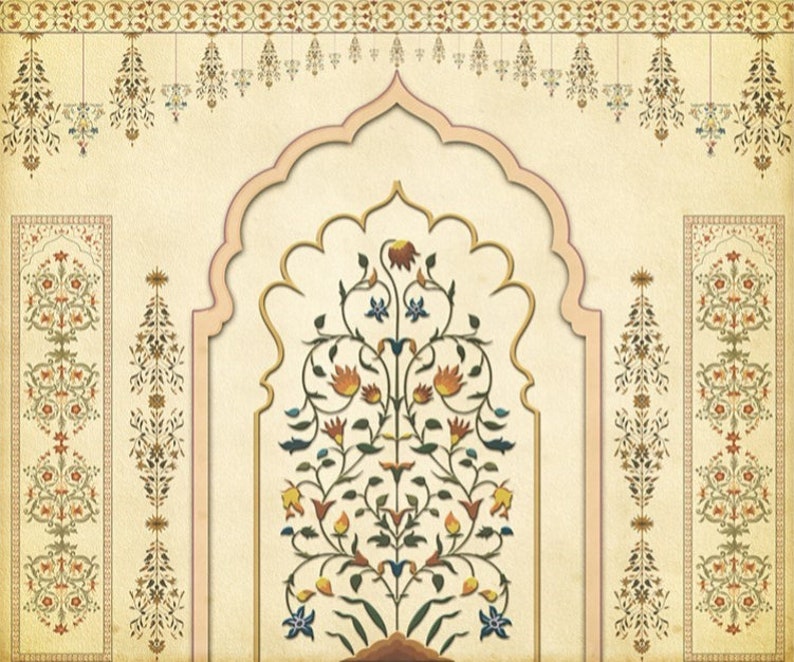Royal Rajasthani Arches Vintage Wallpaper Home Decor, Luxury Mughal ...